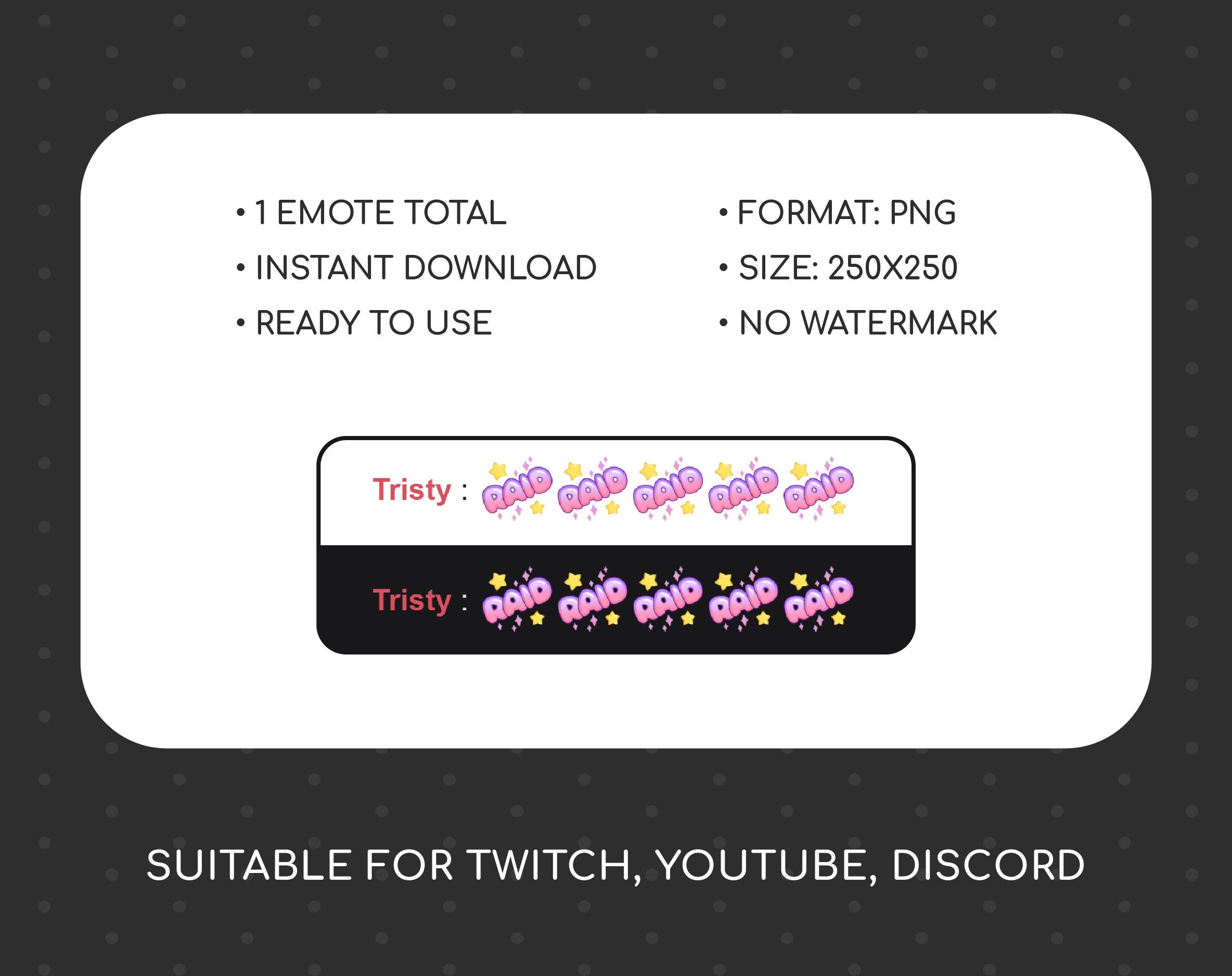 1 Cute Pink/purple RAID Emote for Twitch, Youtube, Discord, Stream ...