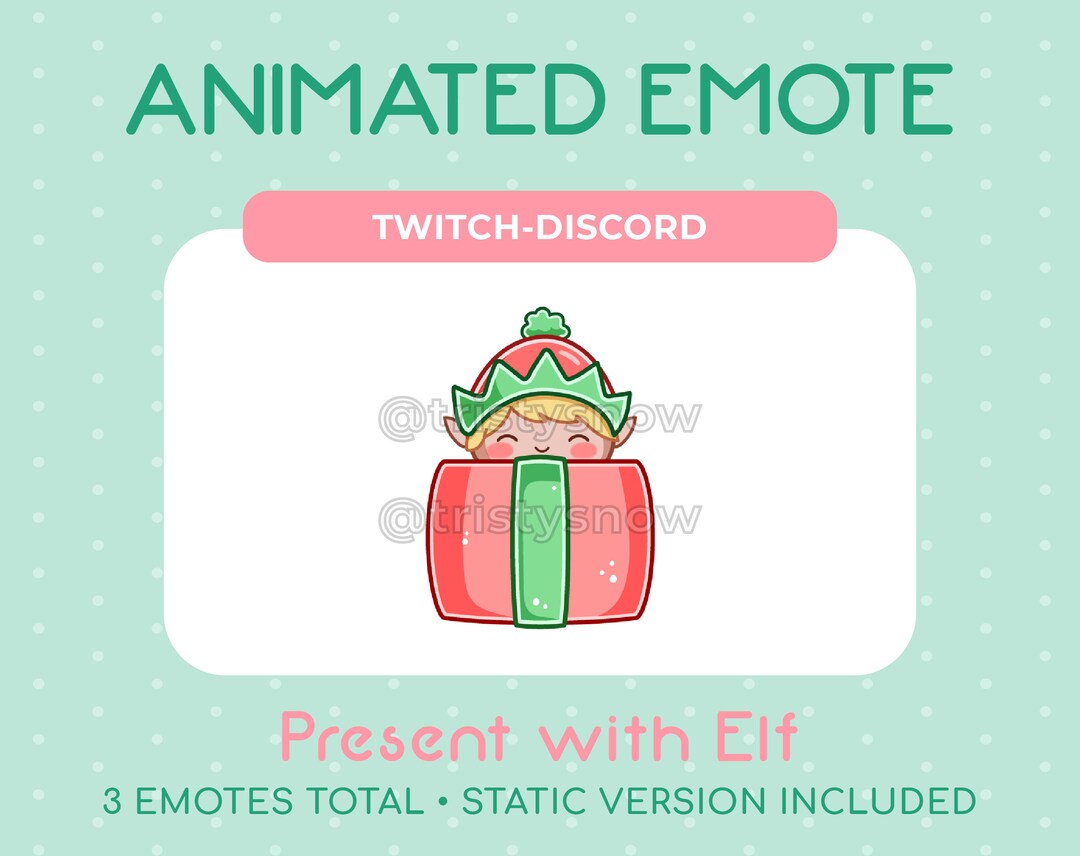 1 Animated Christmas Present With Elf Emote (static Version Included ...
