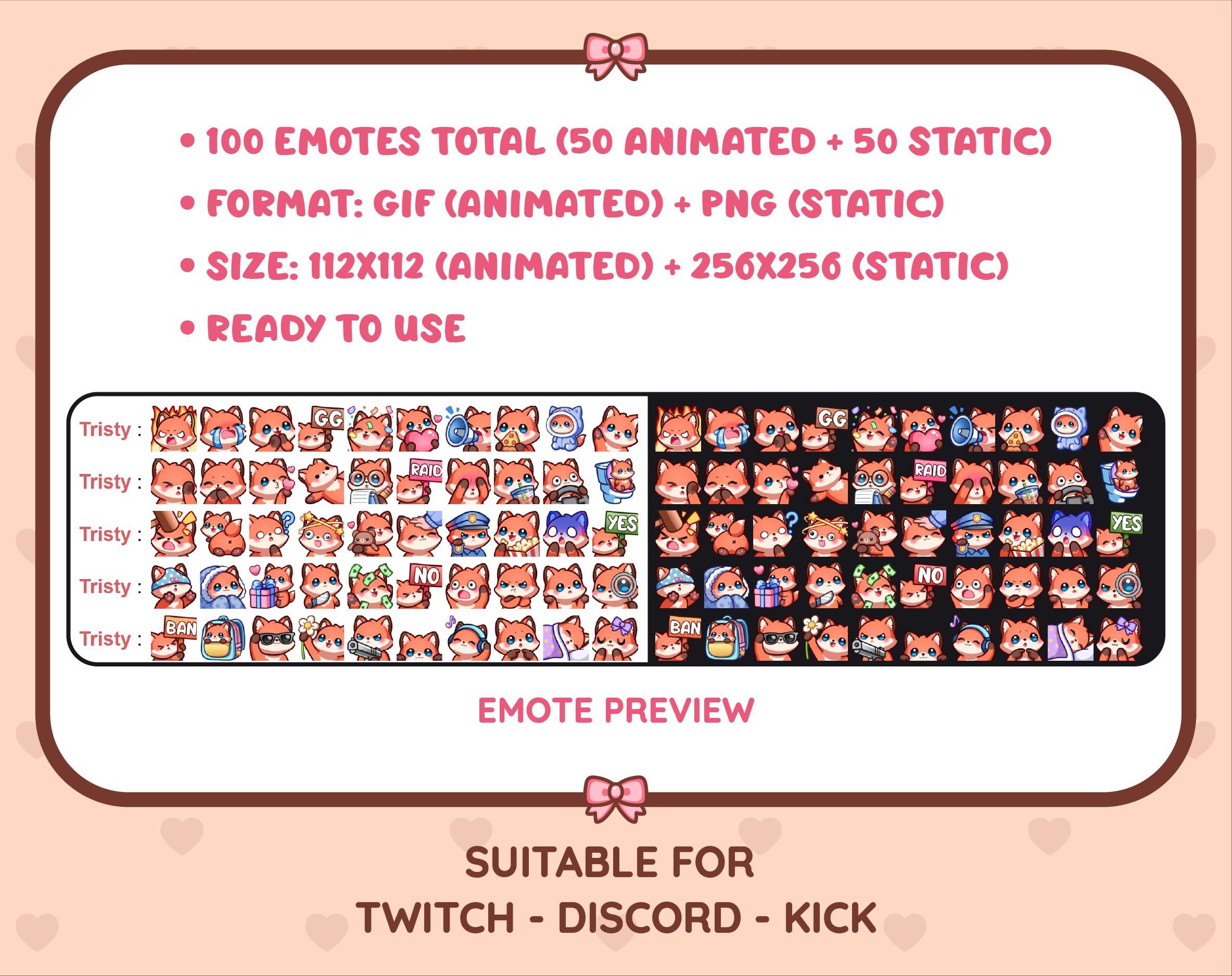 50 Animated + Static Cute Red Fox Emotes MEGA Pack for Twitch, Discord ...