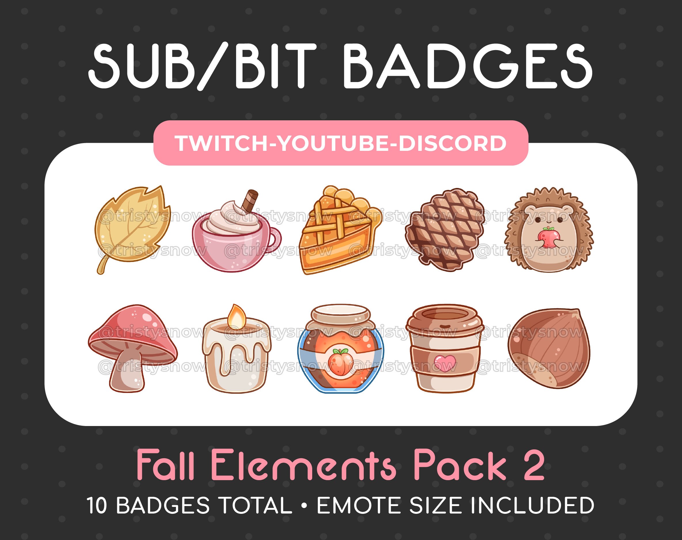 10 Cute Fall/autumn Pack 2 Sub/bit Badges/emotes for Twitch, Youtube ...