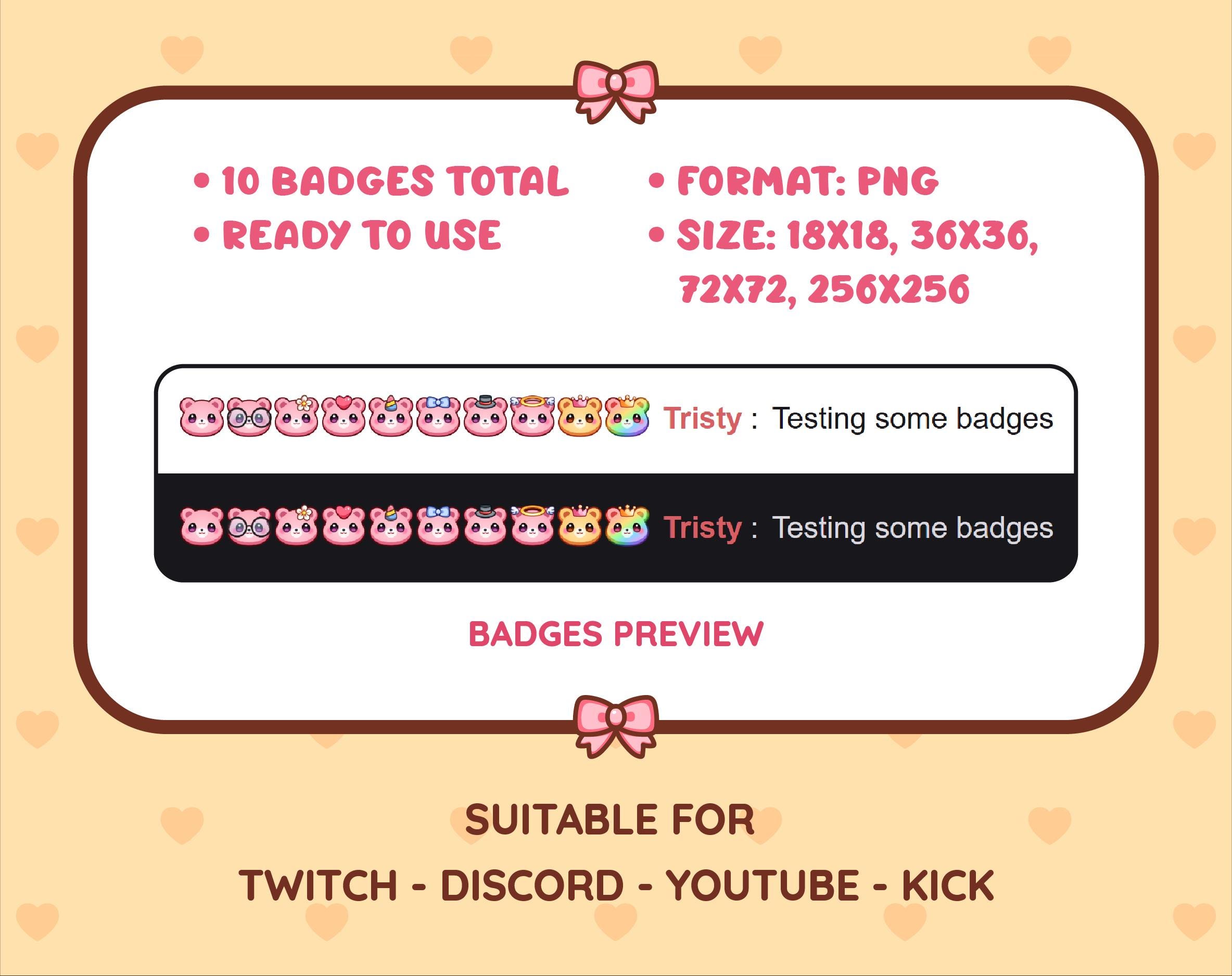 10 Cute Pink Bear Sub/bit Badges/emotes for Twitch, Discord, Youtube ...