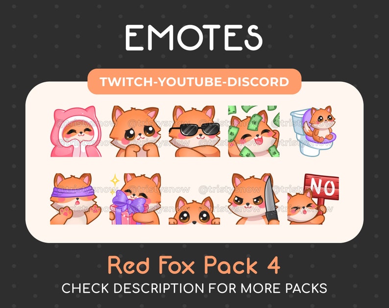10 Cute Red Fox Emotes pack 4 for Twitch Youtube Discord - Etsy