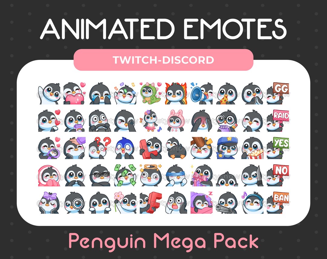 50 Animated + Static Cute Penguin Emotes Mega Pack for Twitch, Youtube ...