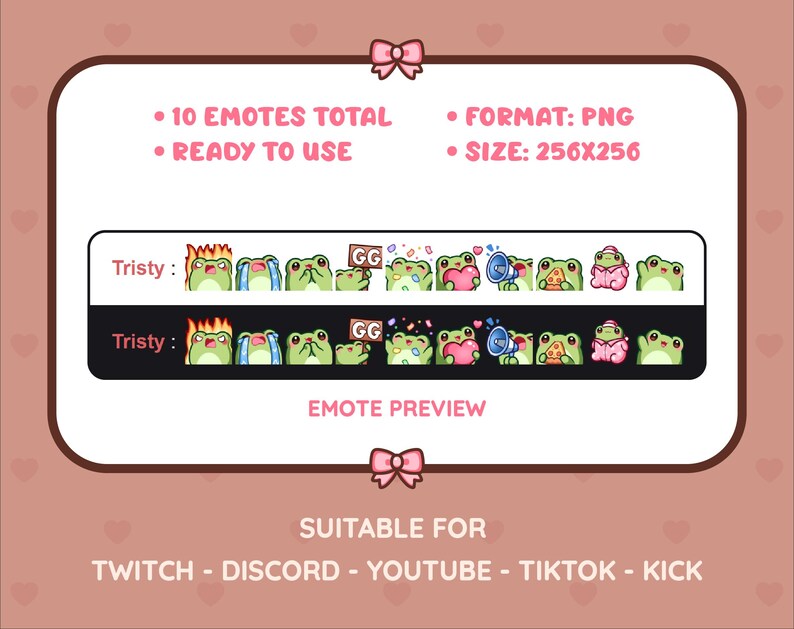 10 Cute Frog Emotes (pack 1) for Twitch, Discord, Youtube, Tiktok, Kick ...