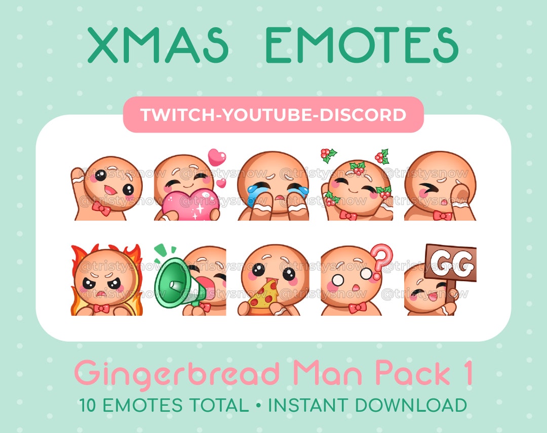 10 Christmas Gingerbread Man Chibi Emotes (pack 1) for Twitch, Youtube ...