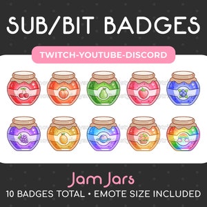 10 Cute Jam Jar Sub/bit Badges/emotes for Twitch, Youtube, Discord ...