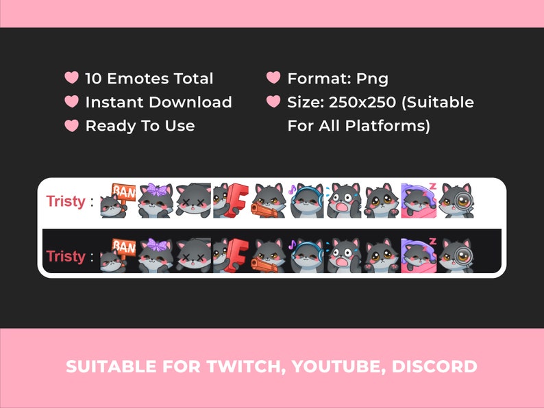 10 Cute Shadow Fox Emotes pack 5 for Twitch Youtube - Etsy