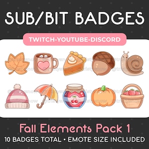 10 Cute Fall/autumn Pack 1 Sub/bit Badges/emotes for Twitch, Youtube ...