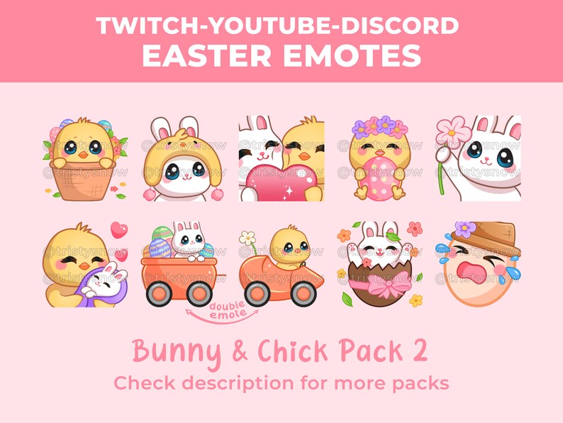 10 Cute Easter Emotes pack 2 for Twitch Youtube Discord - Etsy