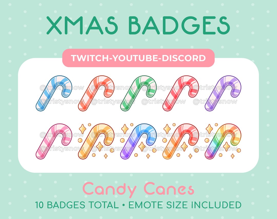 10 Christmas Candy Cane Sub/bit Badges for Twitch, Youtube, Discord ...