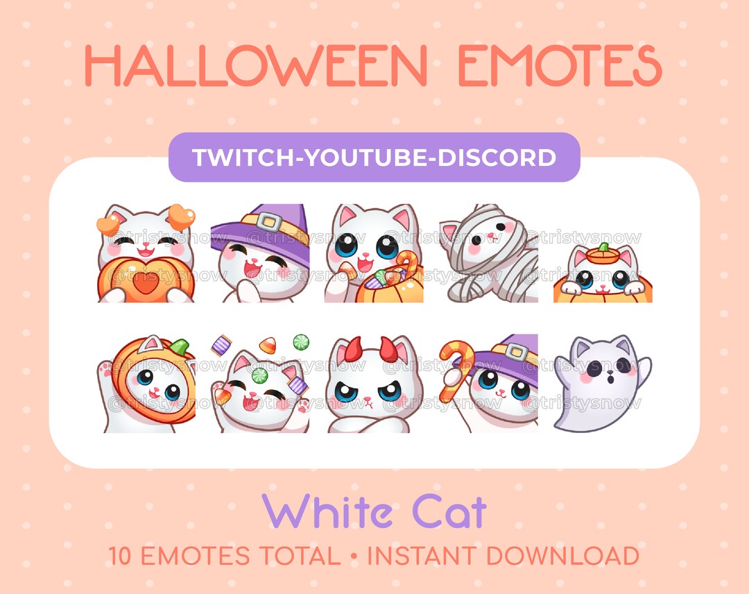 10 lindos emotes de gato branco de Halloween para Twitch, Youtube ...
