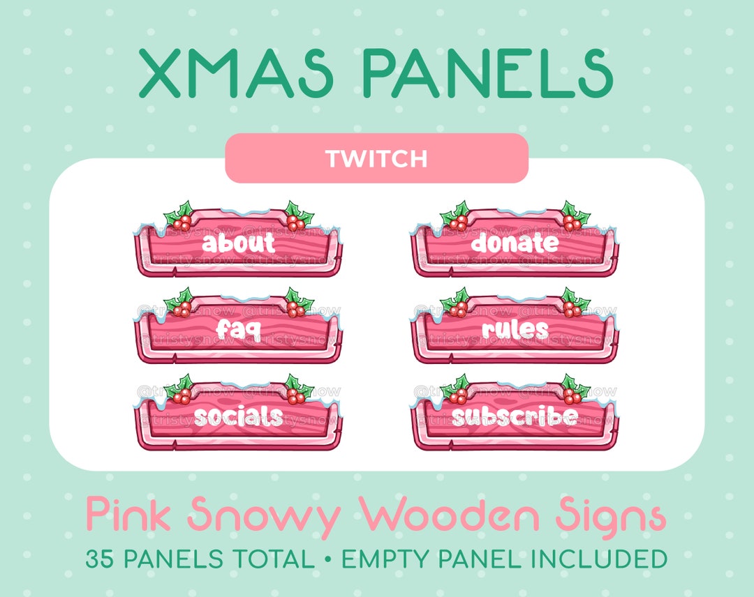 35 Cute Christmas Snowy Pink Wooden Sign Twitch Panels / Instant ...