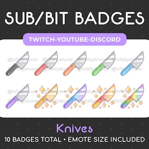 10 Cute Knife Sub/bit Badges/emotes for Twitch, Youtube, Discord ...