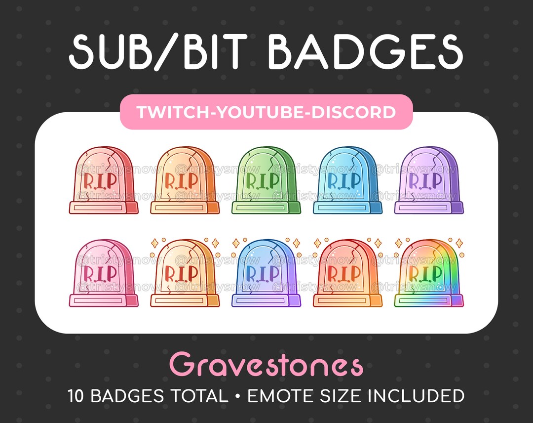 10 Cute Gravestone Sub/bit Badges/emotes for Twitch, Youtube, Discord ...