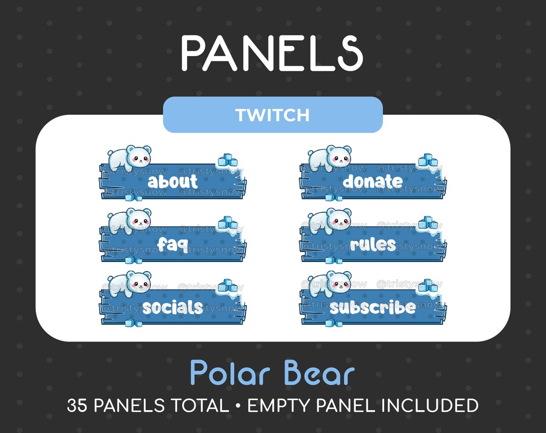 35 Cute Polar Bear, Animal Twitch Panels / Instant Download - Etsy