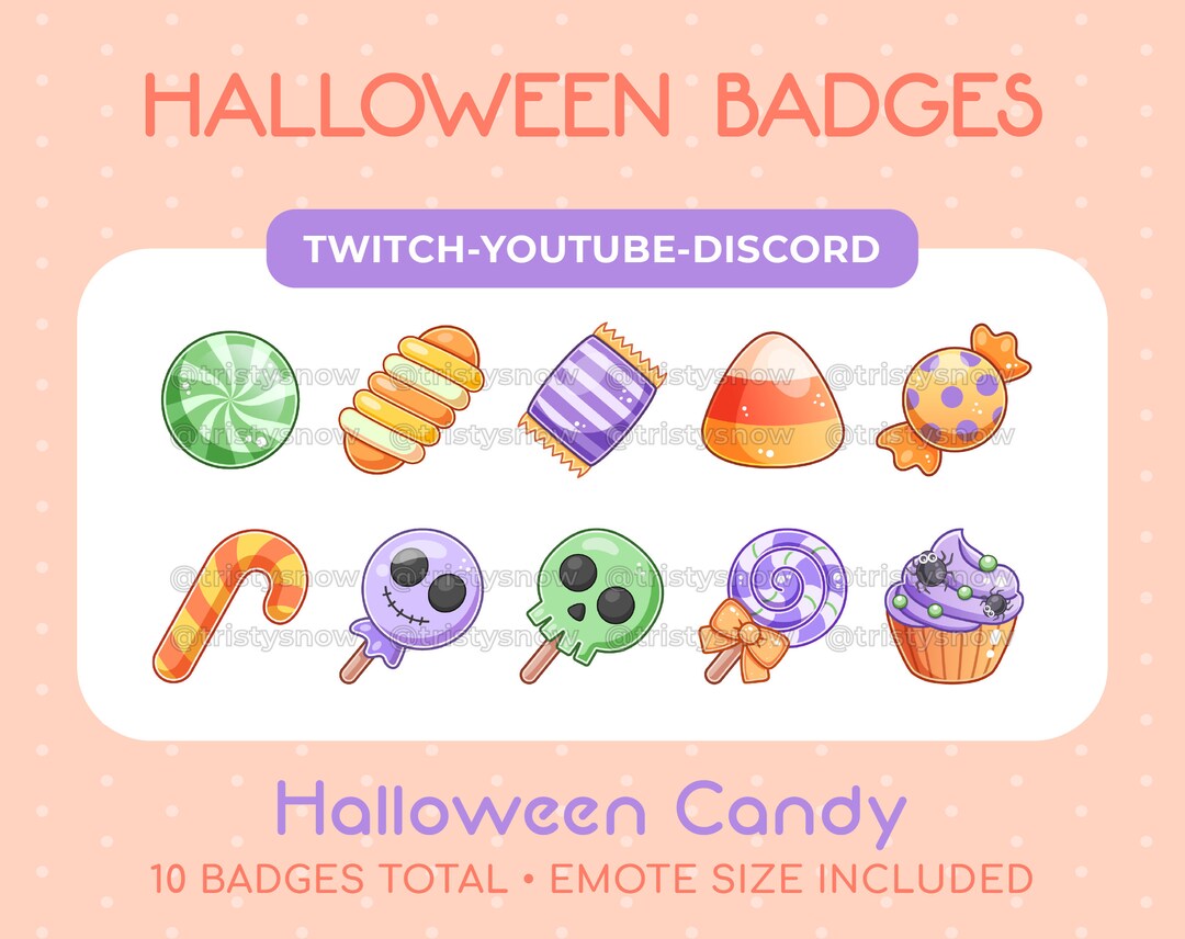 10 Cute Halloween Sweet Candy Treats Sub/bit Badges/emotes for Twitch ...