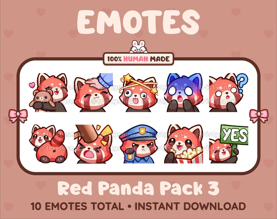 10 Cute Red Panda Emotes (pack 3) for Twitch, Discord, Youtube, Tiktok ...
