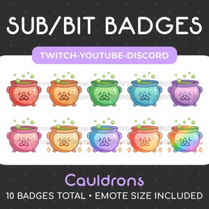 10 Cute Cauldron Sub/bit Badges/emotes for Twitch, Youtube, Discord ...