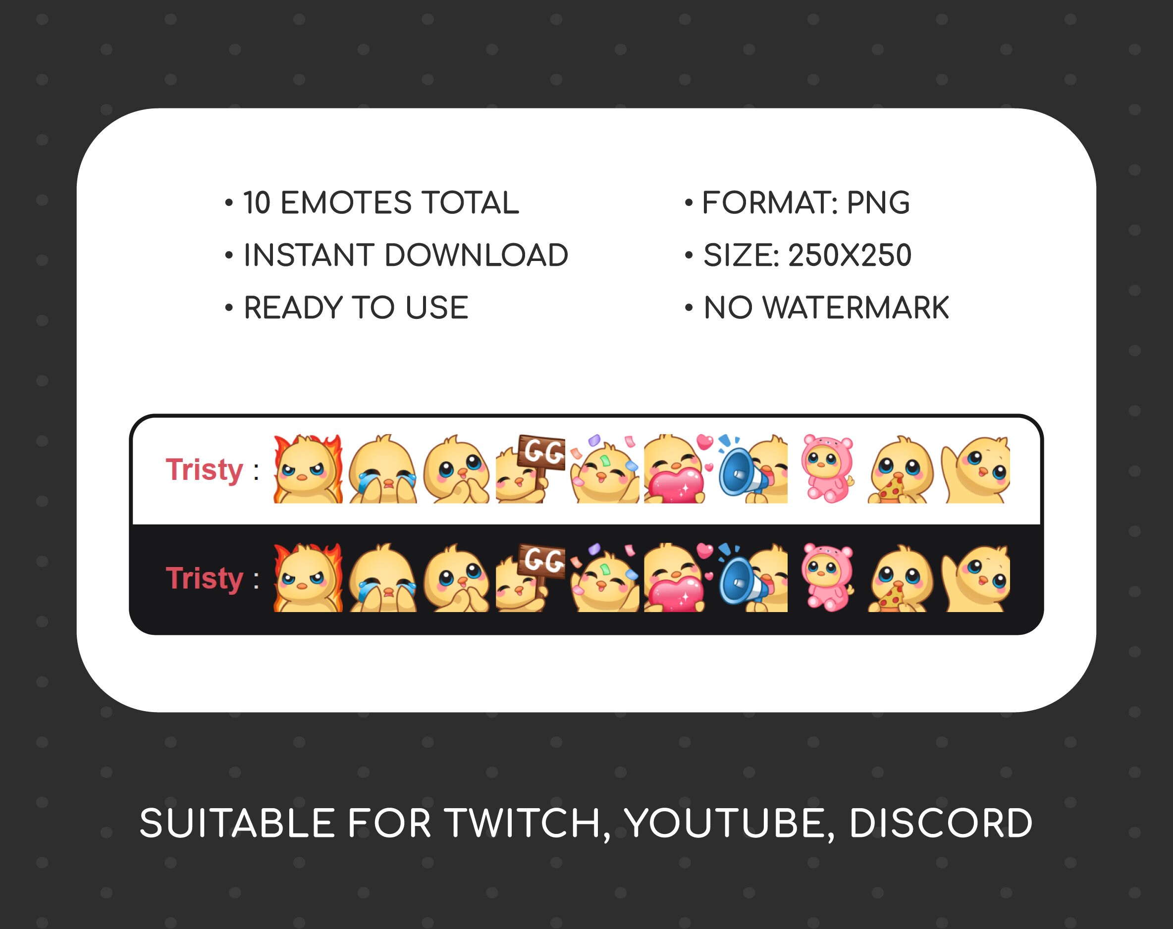 10 Cute Yellow Chick Emotes (pack 1) for Twitch, Youtube, Discord ...