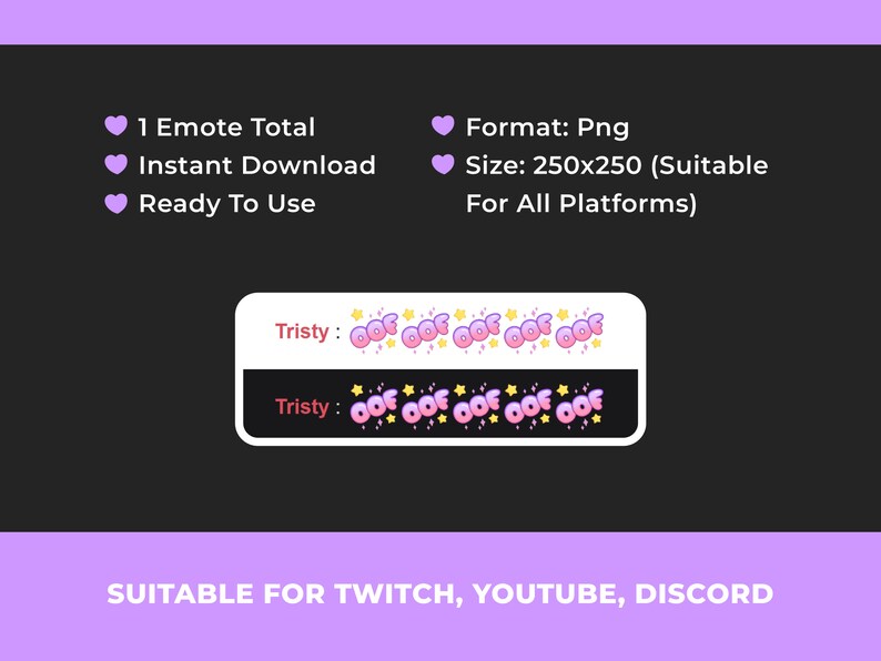 1 Cute Pink/purple OOF Emote for Twitch Youtube Discord - Etsy