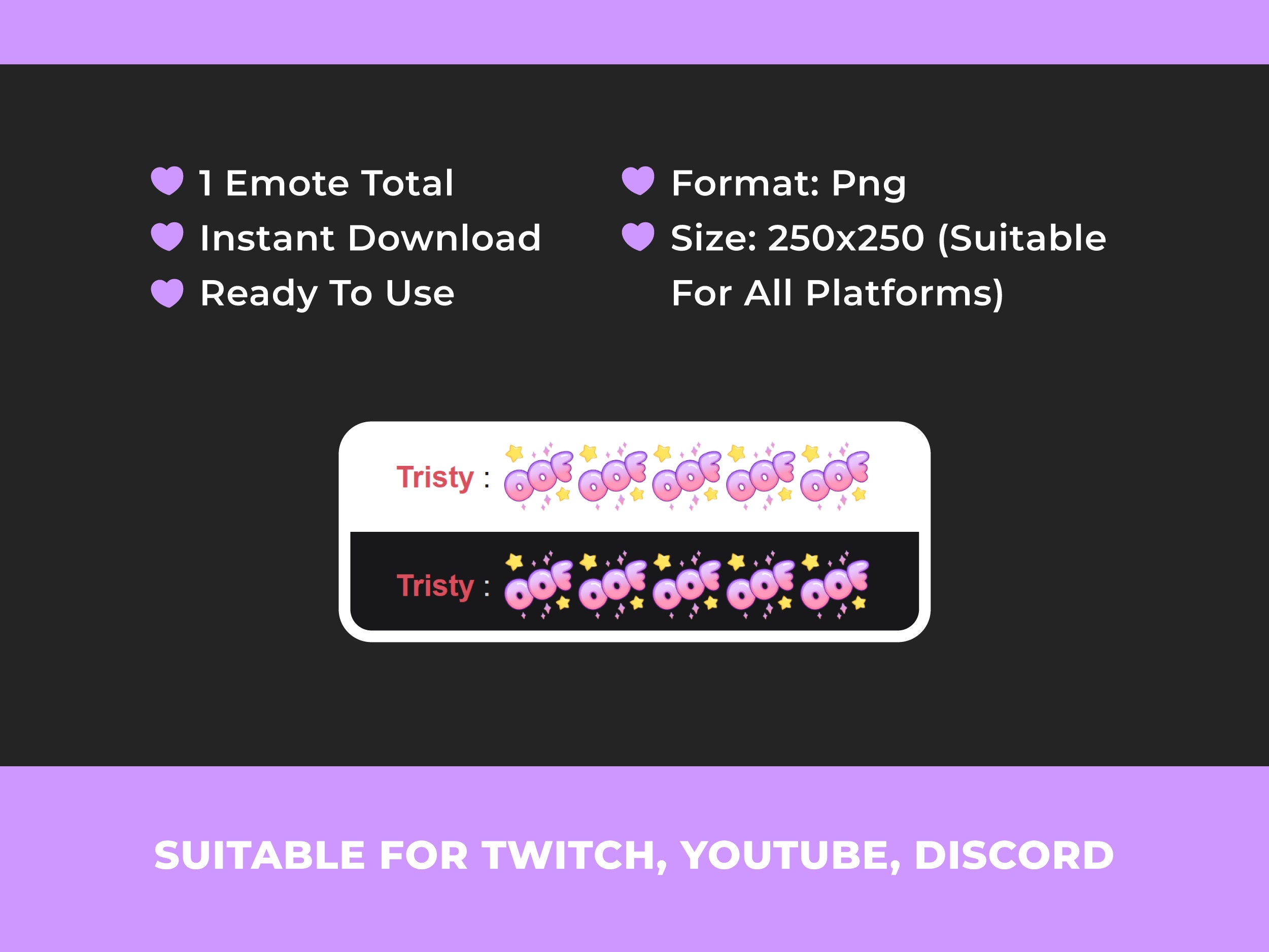 1 Cute Pink/purple OOF Emote for Twitch Youtube Discord - Etsy