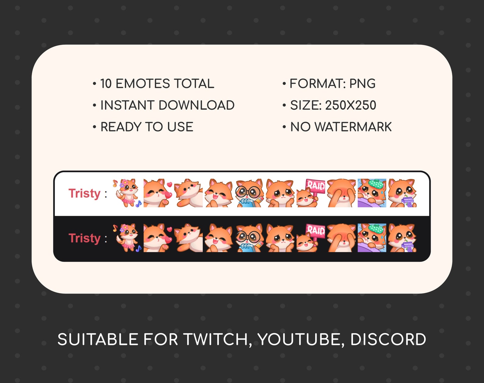 10 Cute Red Fox Emotes pack 2 for Twitch Youtube Discord - Etsy