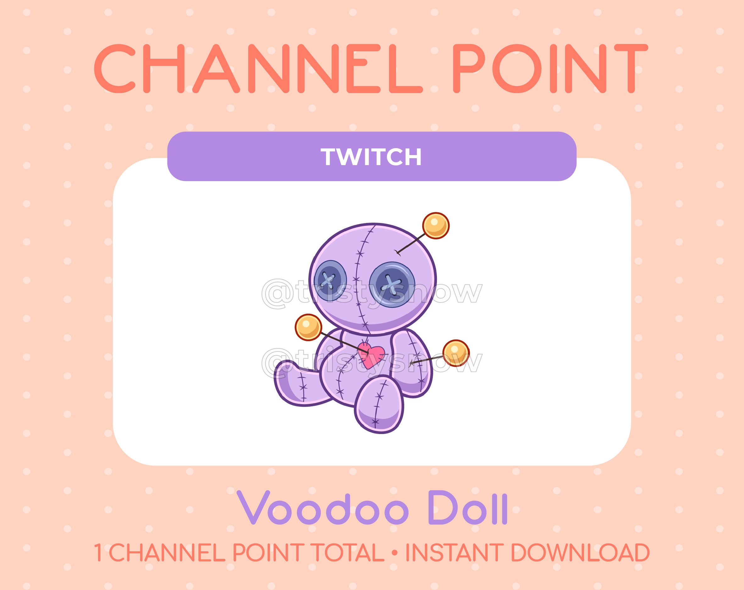 1 Cute Purple Witch Voodoo Doll Channel Point/emote for - Etsy