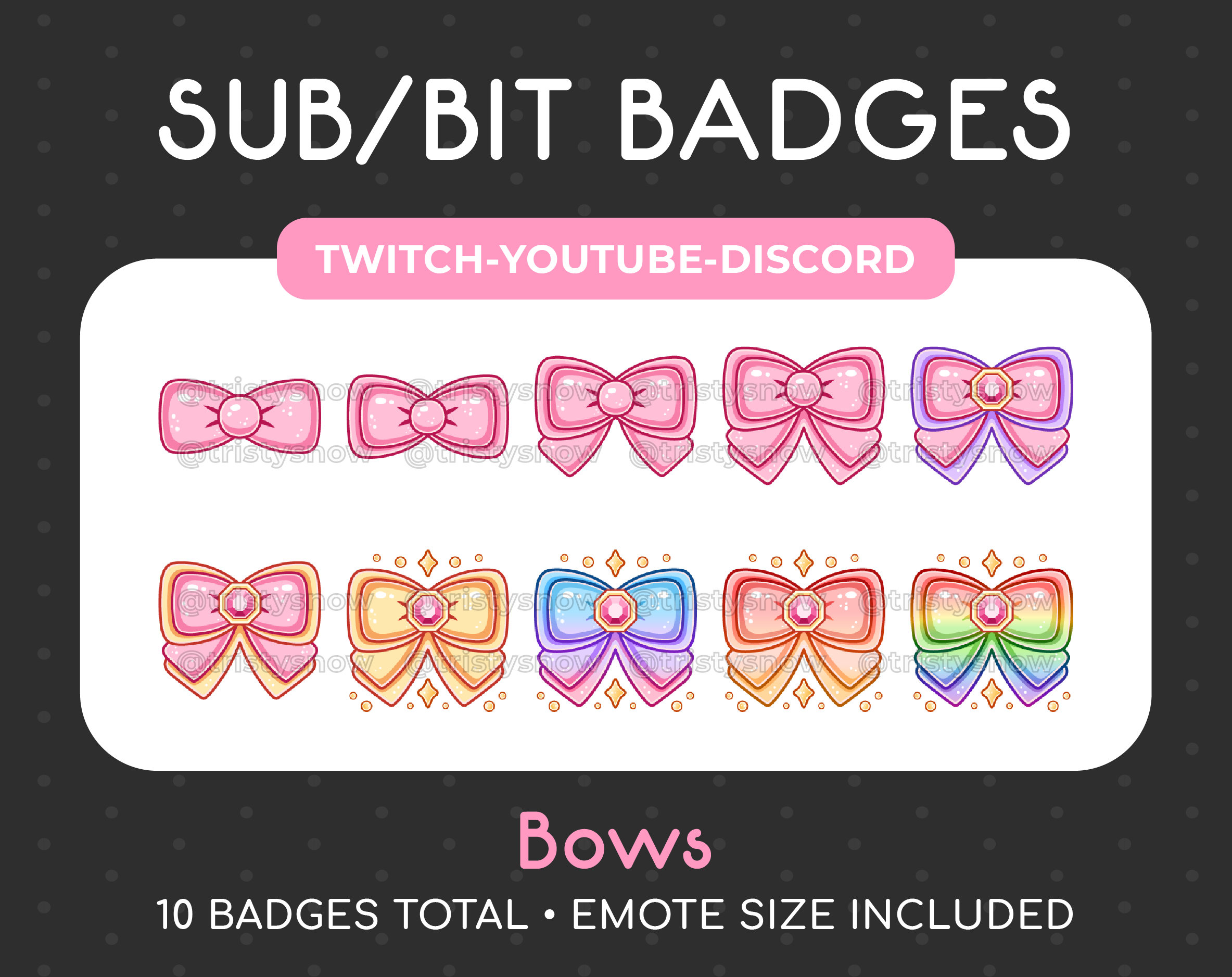 10 Cute Bows Sub/bit Badges/emotes for Twitch, Youtube, Discord, Stream ...
