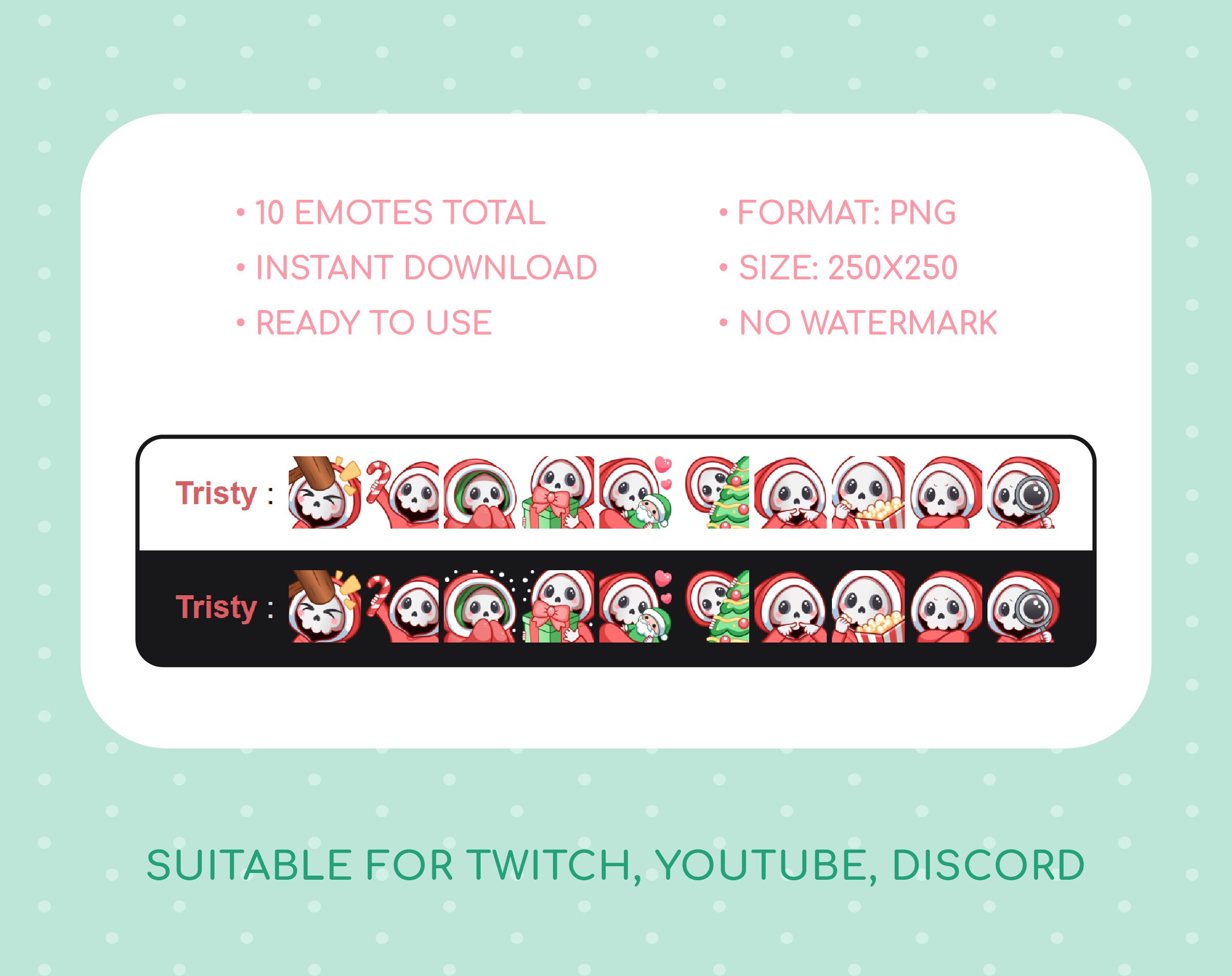 10 Christmas Grim Reaper Emotes (pack 3) for Twitch, Youtube, Discord ...