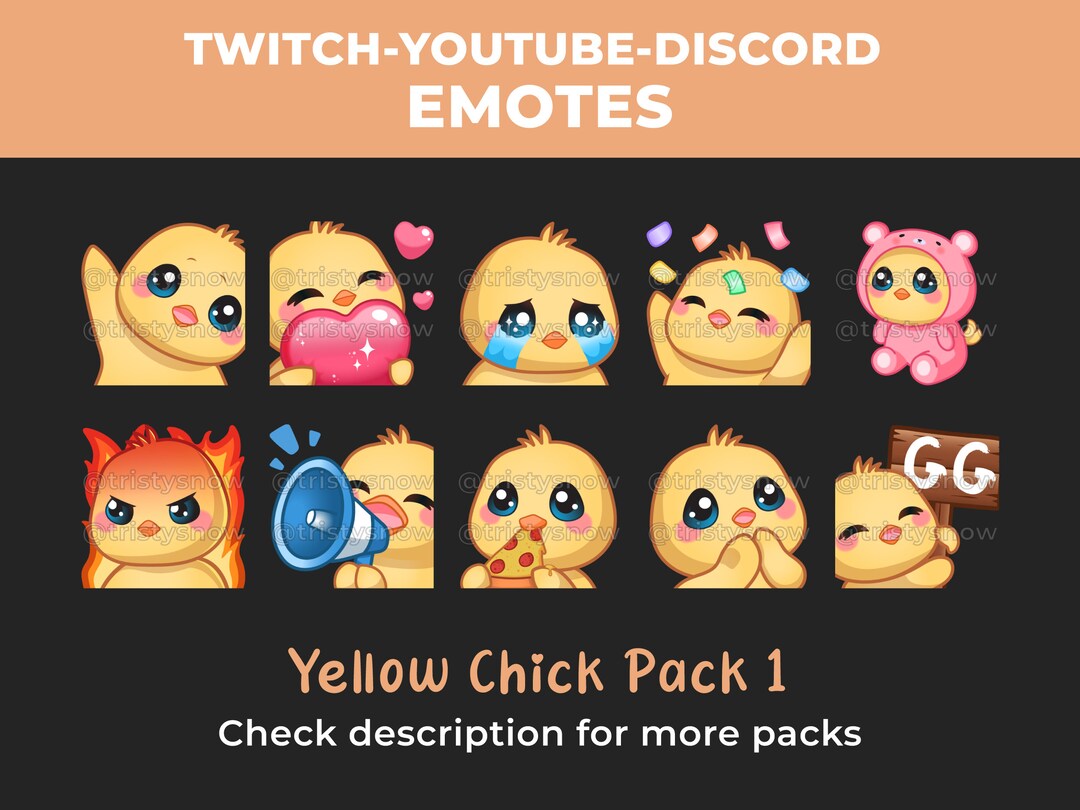 10 Cute Yellow Chick Emotes pack 1 for Twitch Youtube - Etsy