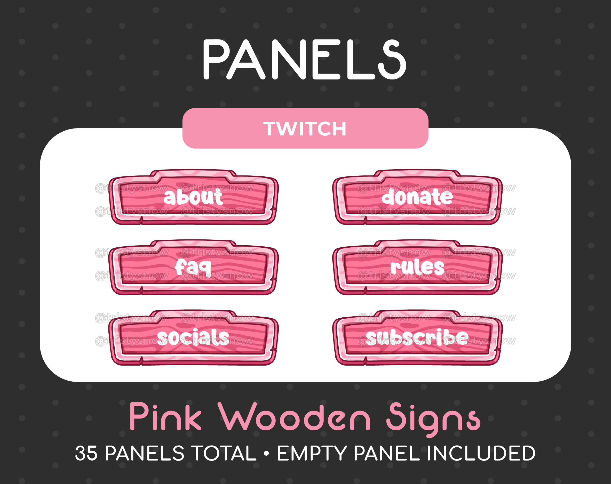 35 Cute Pink Wooden Sign Twitch Panels / Instant Download - Etsy