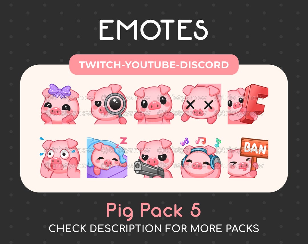 10 Cute Pig Emotes (pack 5) for Twitch, Youtube, Discord, Stream ...
