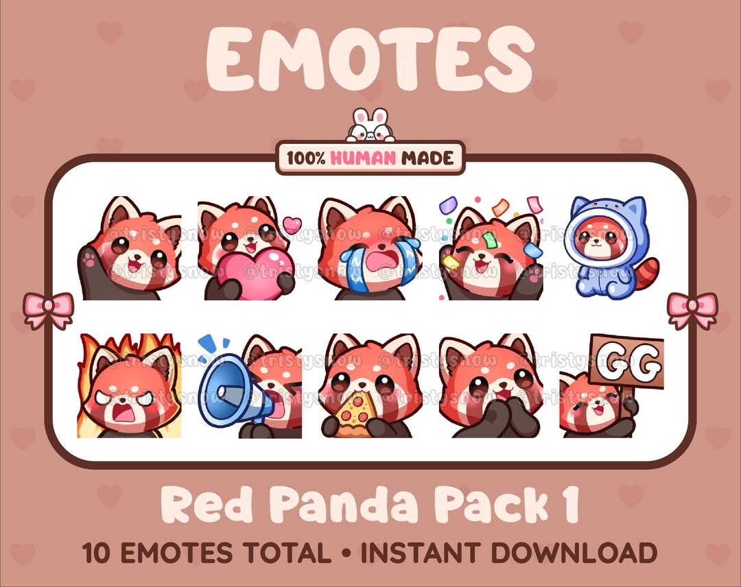 10 Cute Red Panda Emotes (pack 1) for Twitch, Discord, Youtube, Tiktok ...