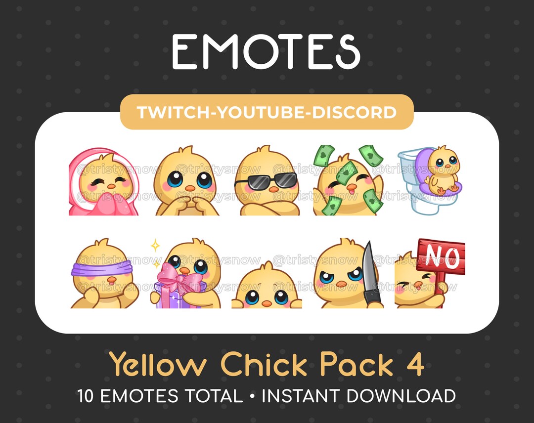 10 Cute Yellow Chick Emotes (pack 4) for Twitch, Youtube, Discord ...