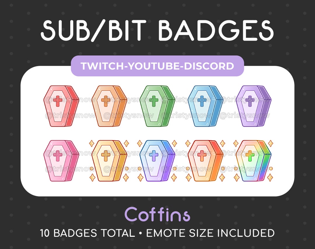 10 Cute Coffin Sub/bit Badges/emotes for Twitch, Youtube, Discord ...