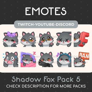 10 Cute Shadow Fox Emotes pack 5 for Twitch, Youtube, Discord, Stream ...