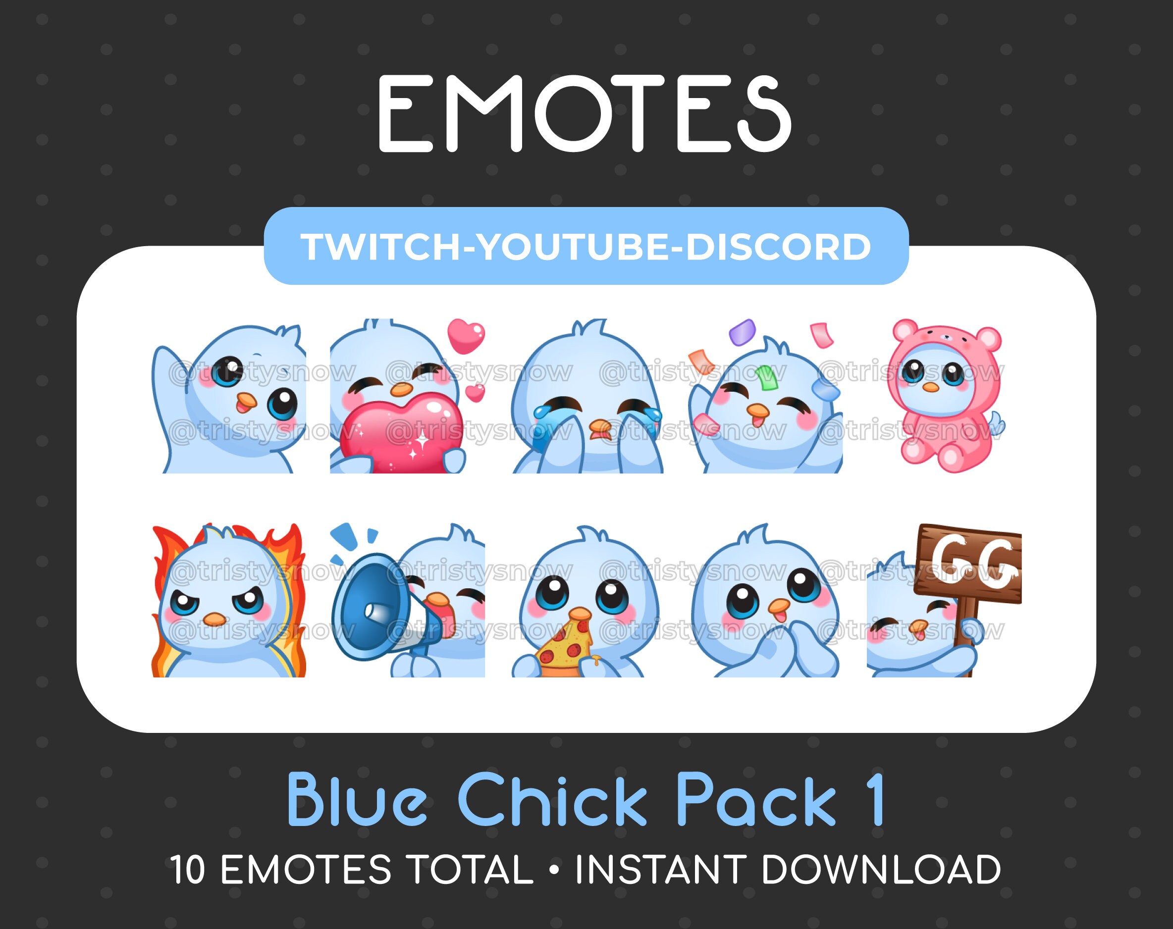10 Cute Blue Chick Emotes pack 1 for Twitch Youtube - Etsy