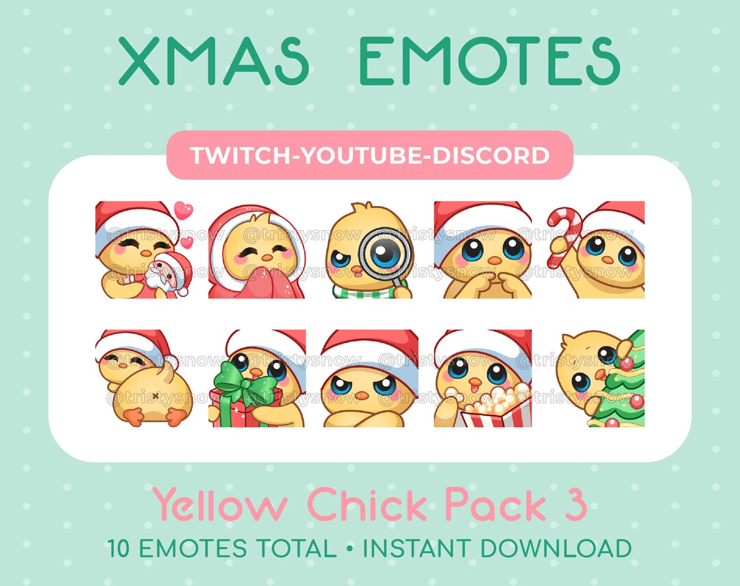 10 Christmas Yellow Chick Emotes pack 3 for Twitch Youtube - Etsy