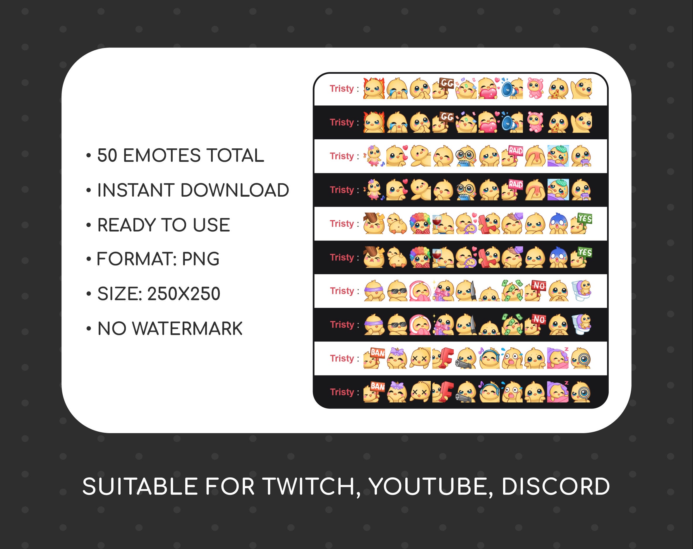 50 Cute Yellow Chick Emotes Mega Pack for Twitch, Youtube, Discord ...