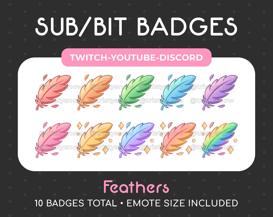 10 Cute Feather Sub/bit Badges/emotes for Twitch, Youtube, Discord ...