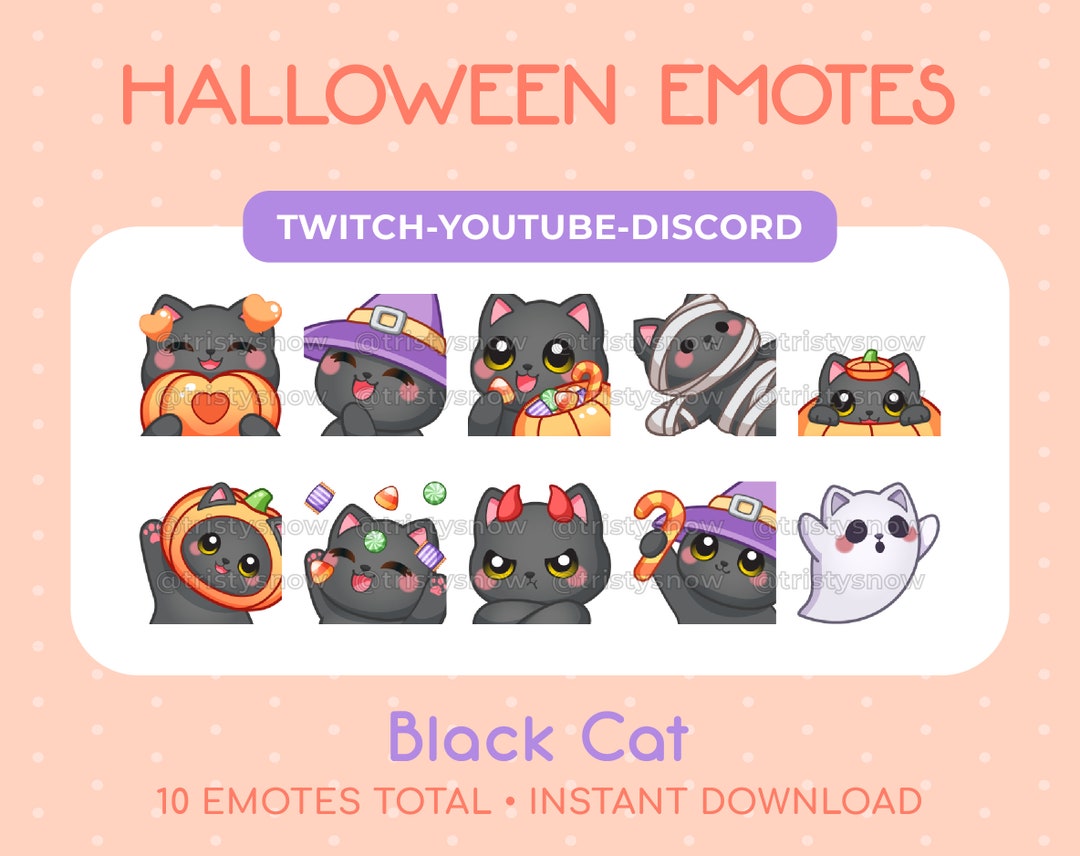 10 Cute Halloween Black Cat Emotes for Twitch, Youtube, Discord, Stream ...