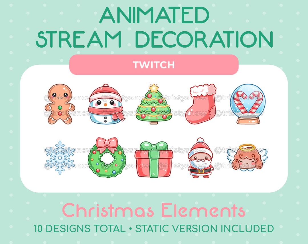 10 Animated + Static Christmas Elements, Overlay Decoration for Twitch ...
