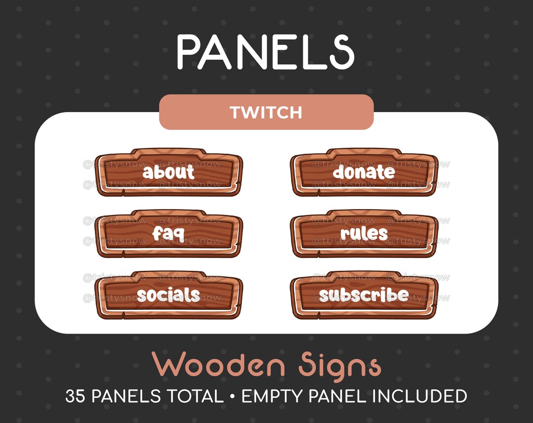 35 Cute Brown Wooden Sign Twitch Panels / Instant Download - Etsy