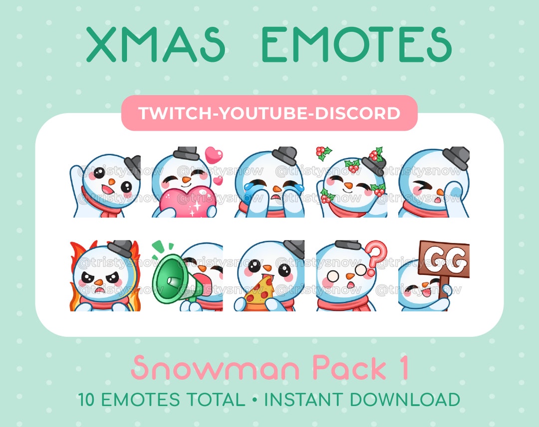 10 Christmas Snowman Chibi Emotes (pack 1) for Twitch, Youtube, Discord ...