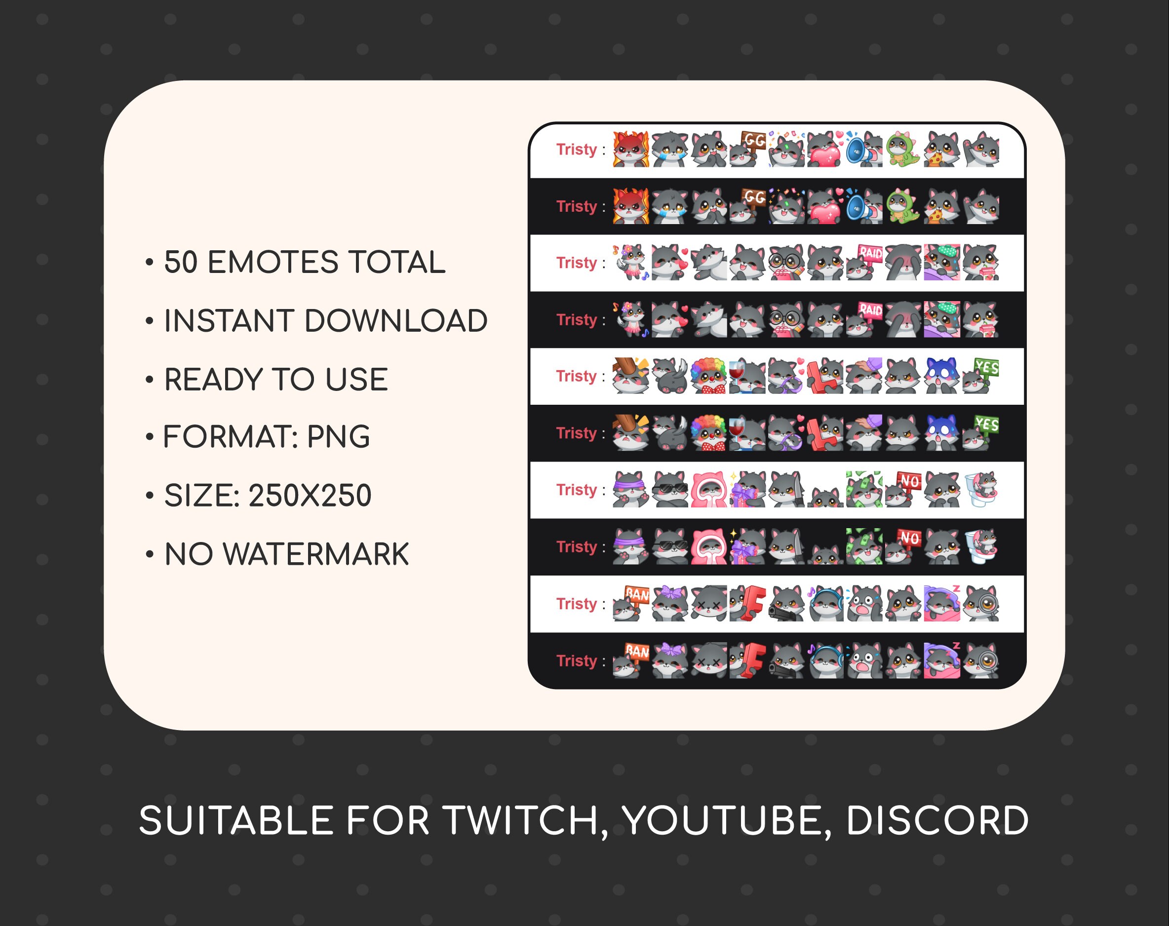 50 Cute Shadow Fox Emotes Mega Pack for Twitch, Youtube, Discord ...