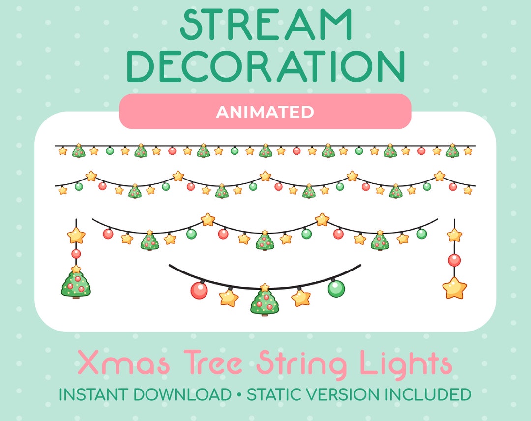 Cute Animated Christmas Tree String Lights Overlay Decoration for ...