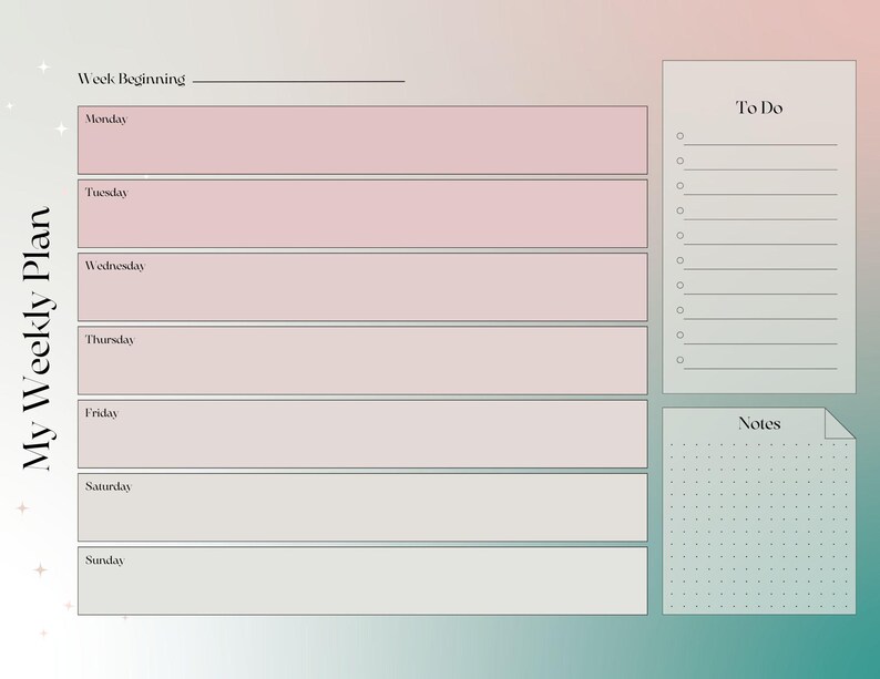 Weekly Planner, Meal Plan, Weekly Plan, - Etsy