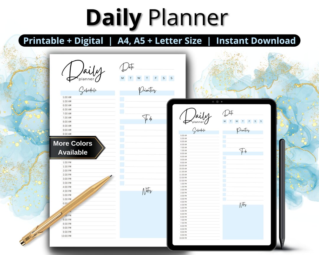 Printable Daily Planner, Digital Daily Planner, Undated Planner ...