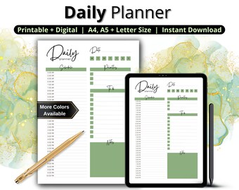 Printable Daily Planner, Digital Daily Planner, Undated Planner ...