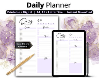 Printable Daily Planner, Digital Daily Planner, Undated Planner ...